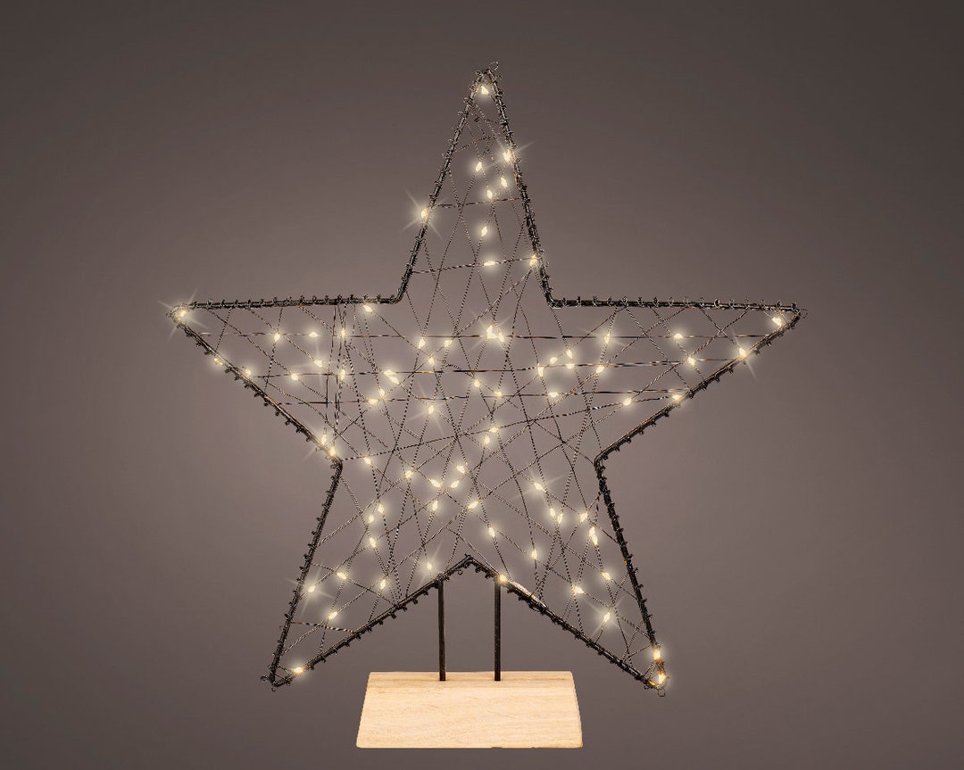 Micro Led Stern 38 cm auf Holzsockel Batteriebetrieben und ...