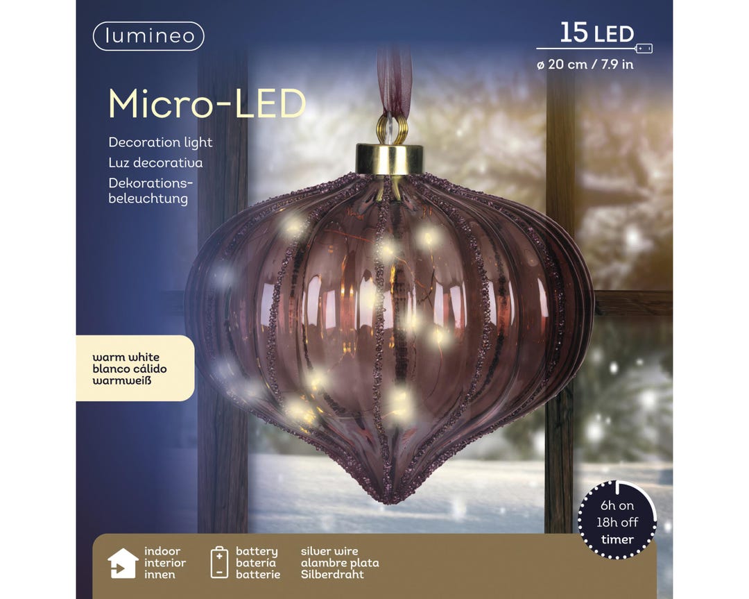 Micro Led Onion Maroon Lamp Decoration Battery Operated and Timer ...