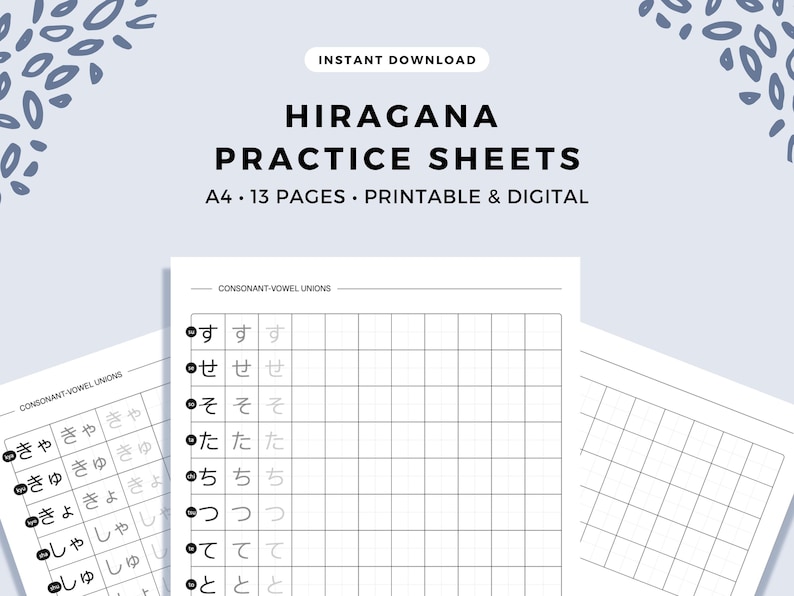 Japanese Hiragana Practice Sheets | Complete Hiragana Alphabet for ...