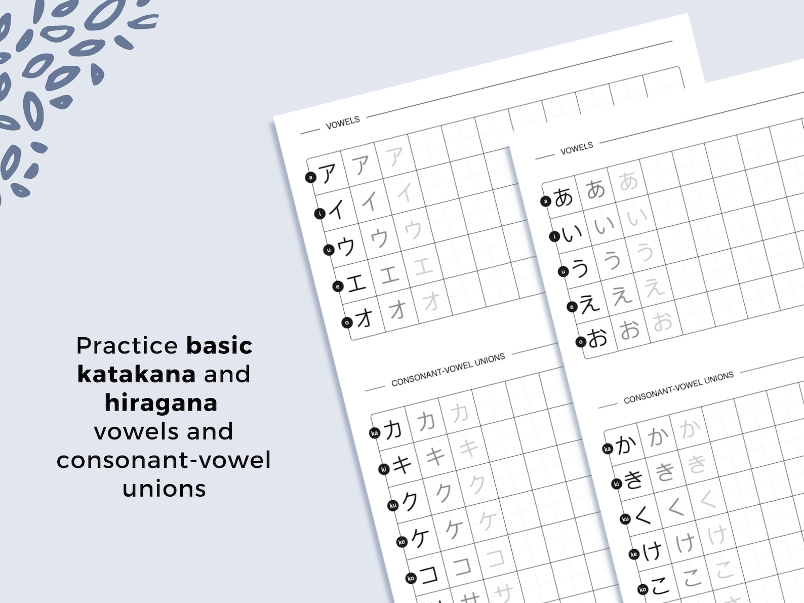 Katakana Hiragana Practice Sheets: Japanese Writing (digital Download ...