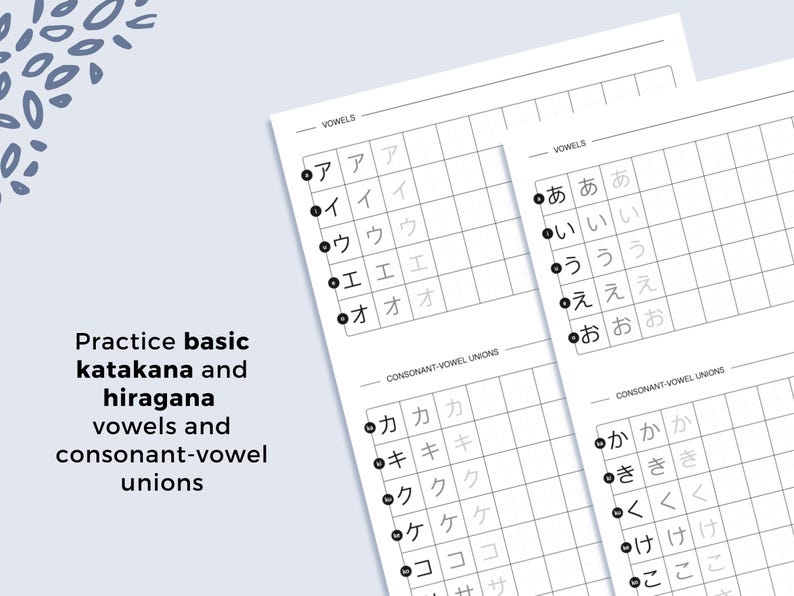 Japanese Katakana and Hiragana Practice Sheets Bundle | Complete ...