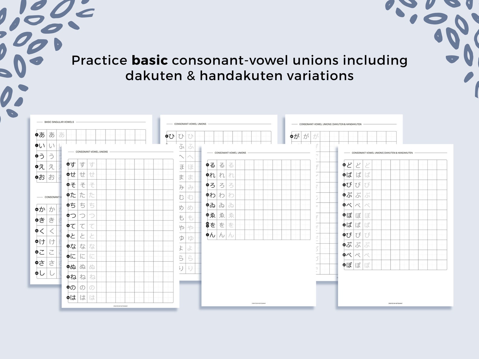 Japanese Hiragana Practice Sheets | Complete Hiragana Alphabet for ...