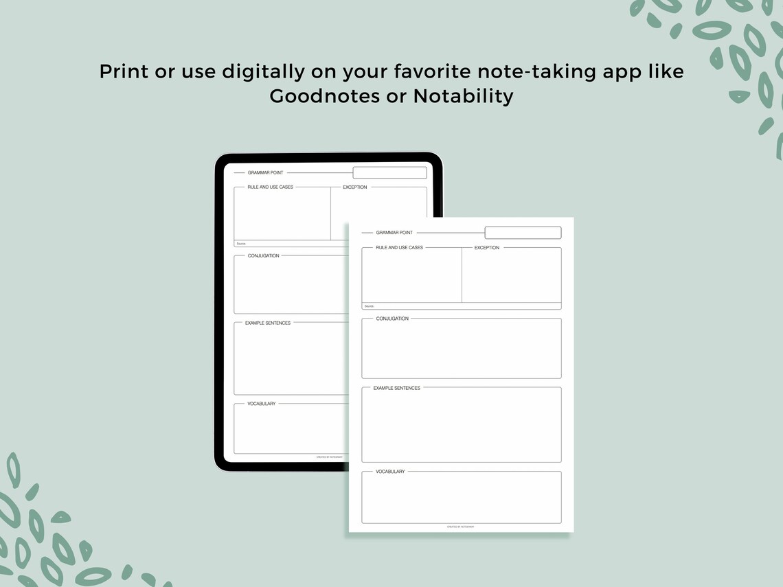 Grammar Study Sheets | Language Learning | Grammar Rules and Notes ...