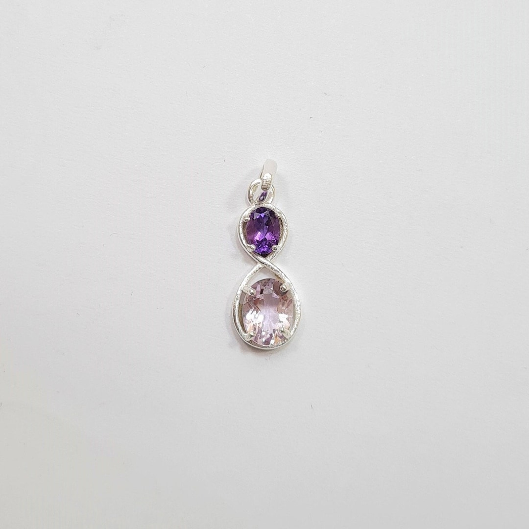 Amethyst Pendant Sterling Silver, Double Stone Pendant, Purple ...