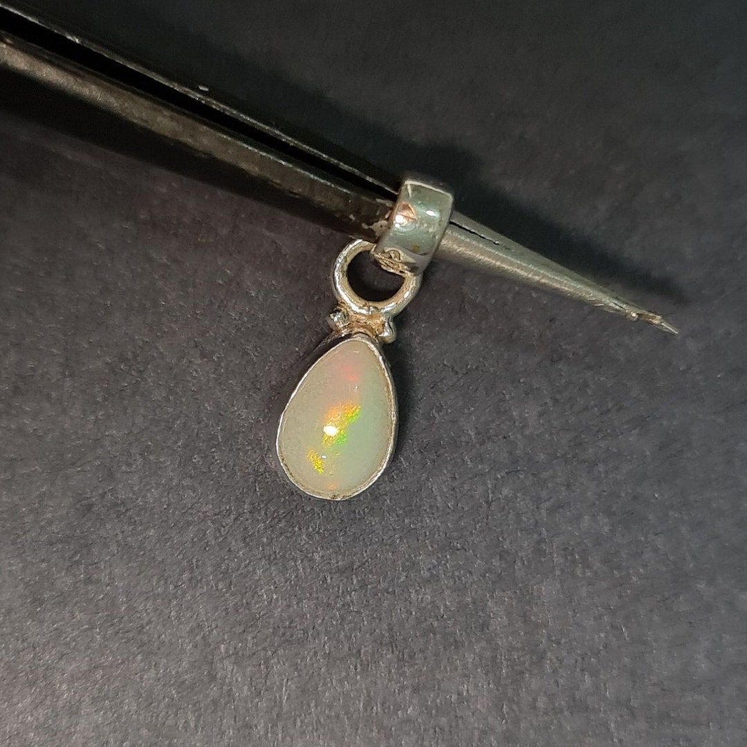 Opal Necklace, Sterling Silver Opal Pendant With Silver Chain, Natural ...