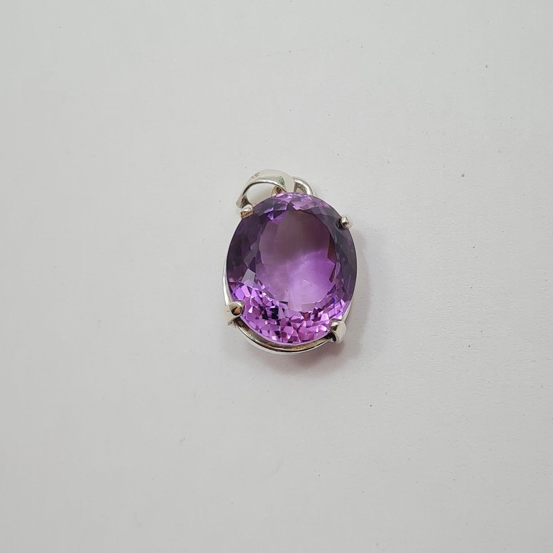 Oval Shape Amethyst Pendant 925 Sterling Silver Amethyst Pendant ...