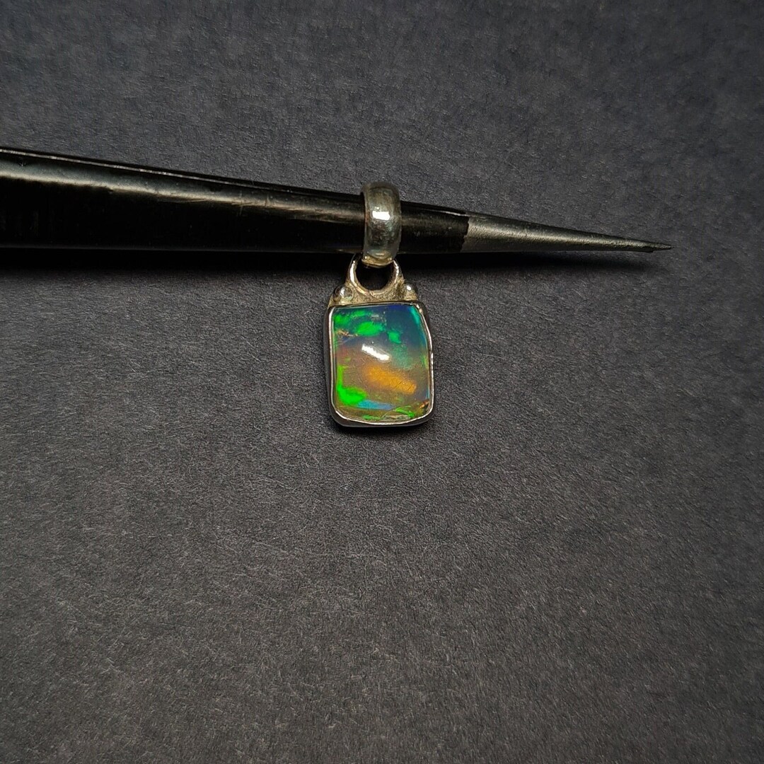 Opal Necklace, Sterling Silver Opal Pendant With Silver Chain, Natural ...
