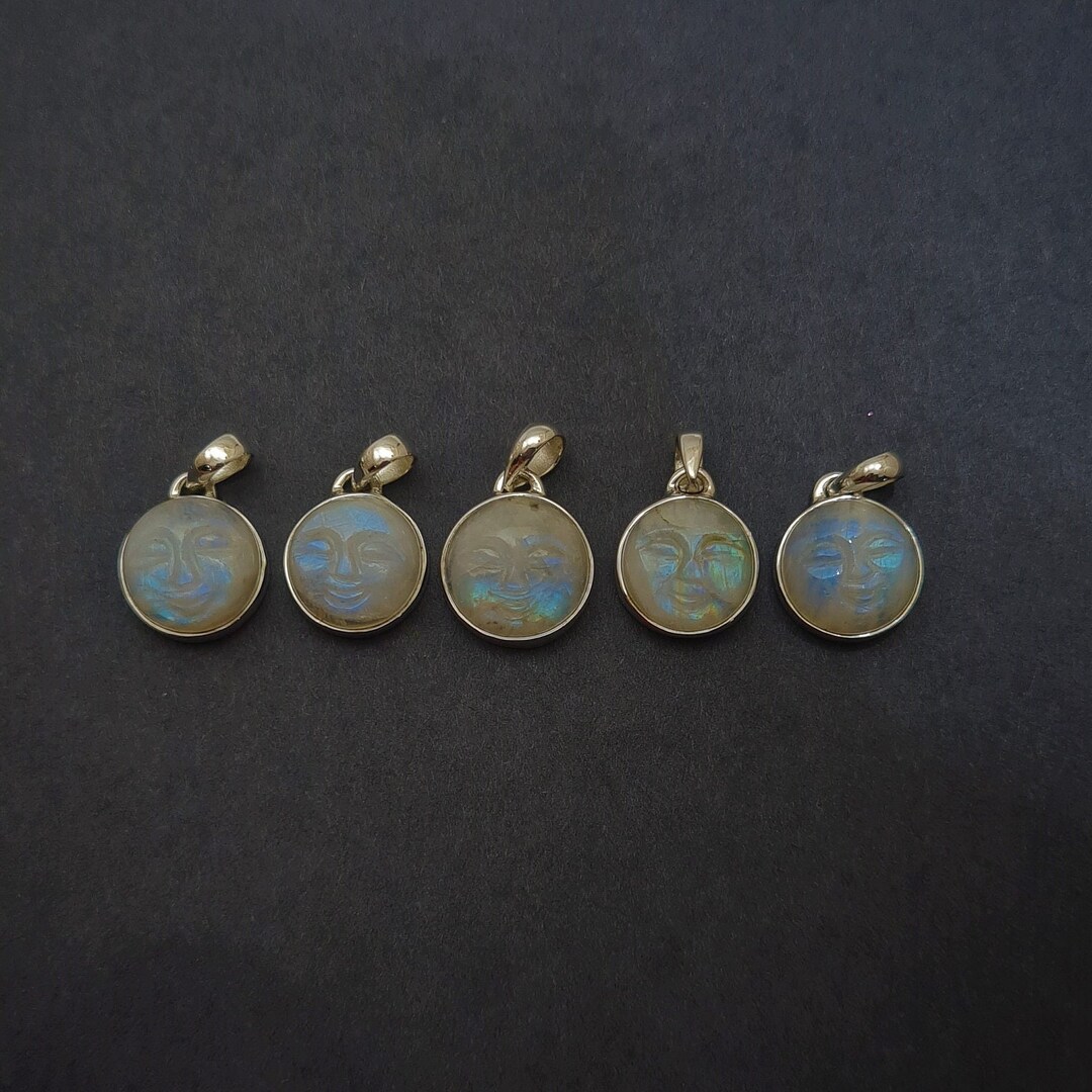 Rainbow Moonstone Face Pendant, 925 Sterling Silver Pendant, Natural ...