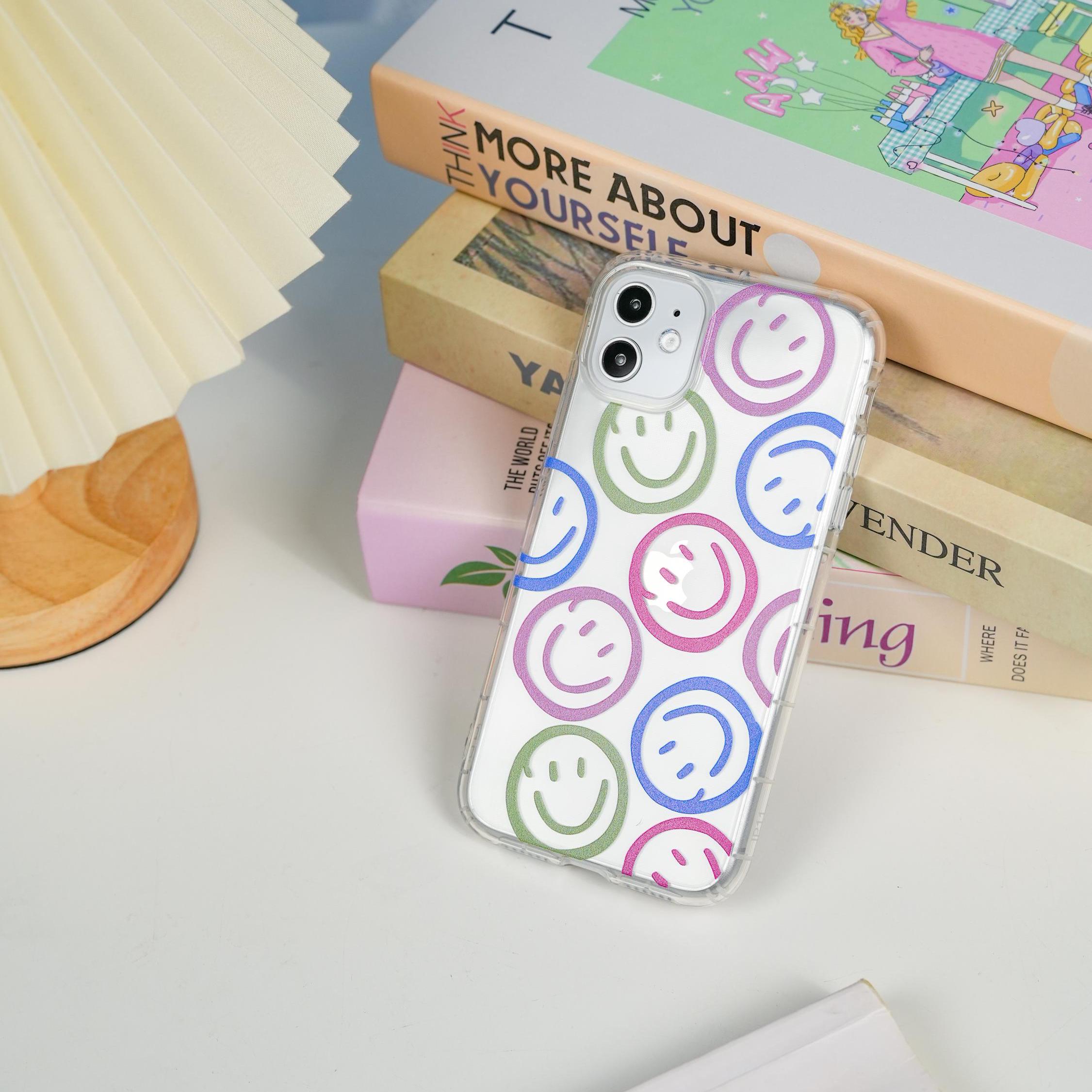 Colorful Smiley Face iPhone Case, Protective Clear Phone Cover - Etsy