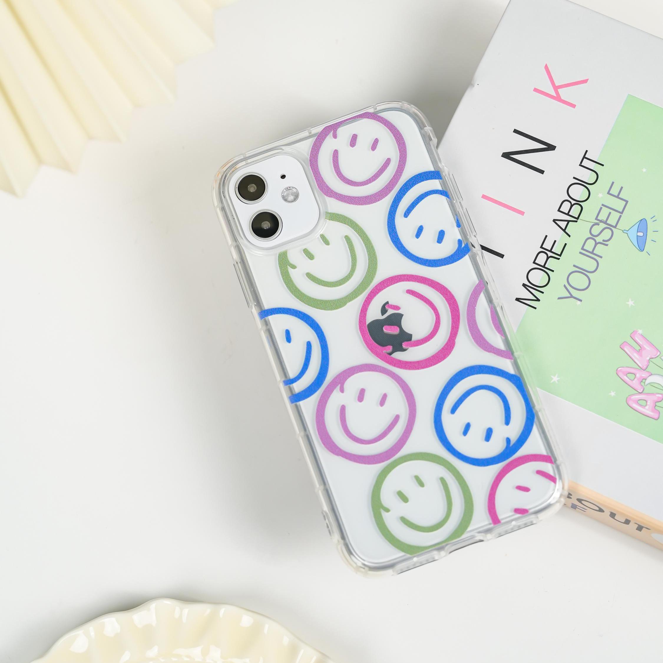 Colorful Smiley Face iPhone Case, Protective Clear Phone Cover - Etsy