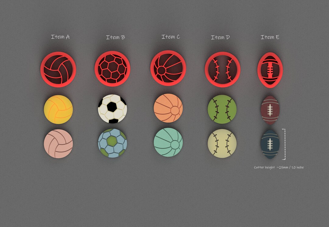 Sport Balls With Emboss Outline Polymer Clay Jewelry Cutters - Etsy