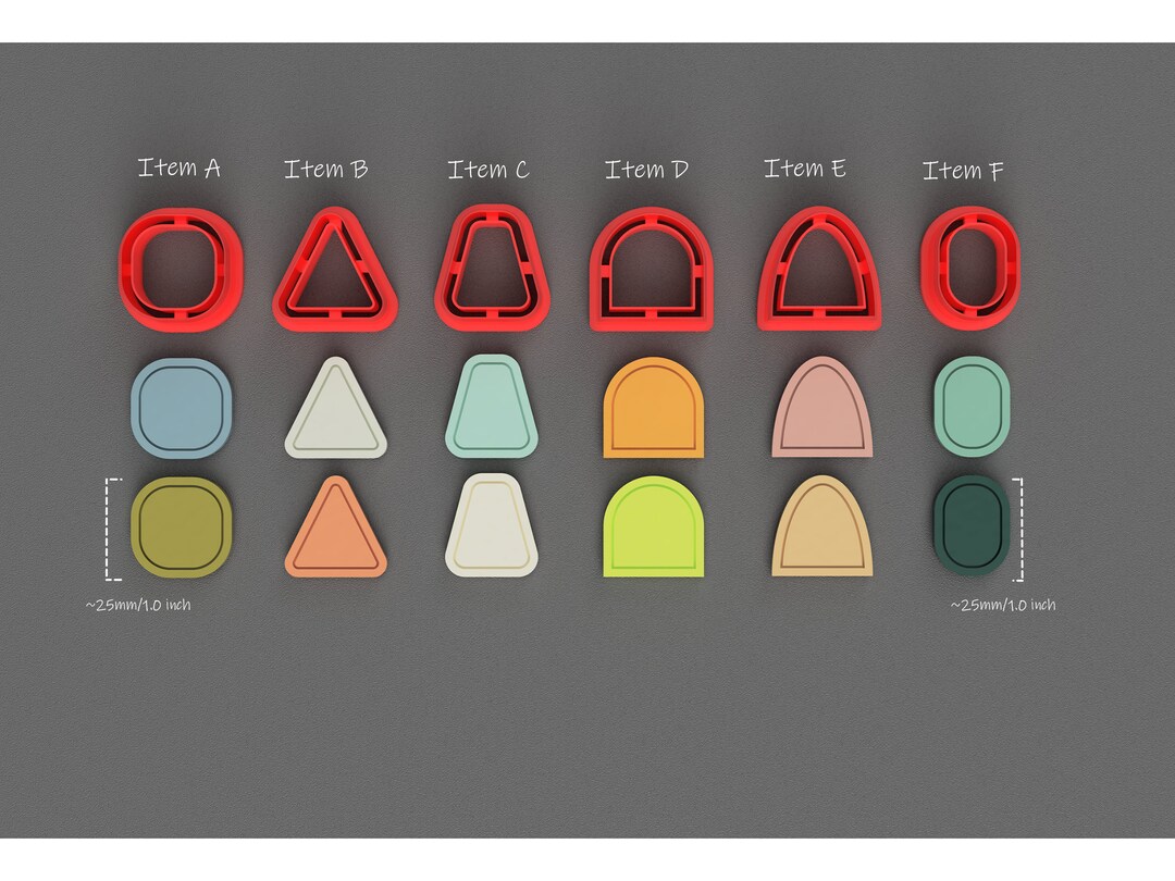 Basic Shapes With Emboss Outline Polymer Clay Jewelry Cutters - Etsy
