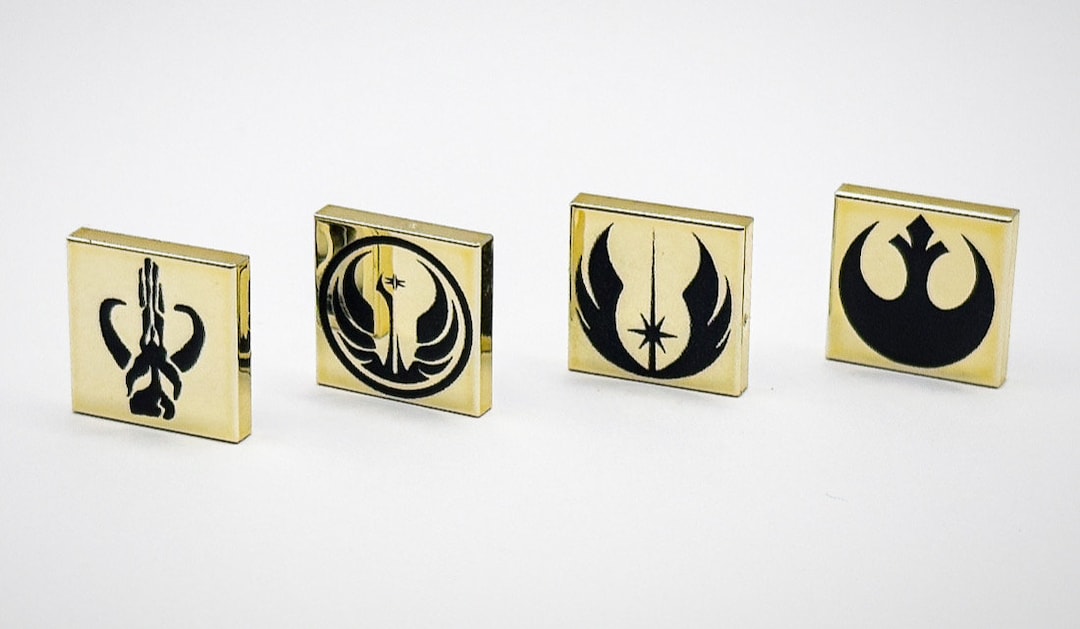 Lego Chrome Gold Tile 2x2 3068 Star Wars Symbol Mandalorian Rebel ...