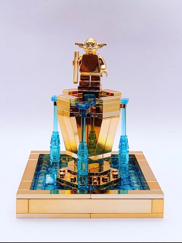 Lego Chrome Bronze Plated Lucas Yoda Fountain 6471930 Star - Etsy