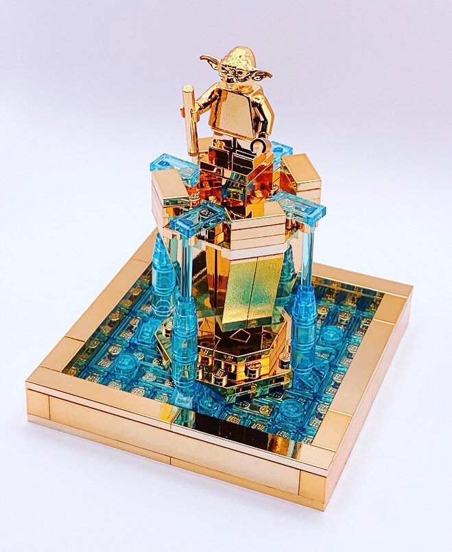 Lego Chrome Bronze Plated Lucas Yoda Fountain 6471930 Star Wars New - Etsy