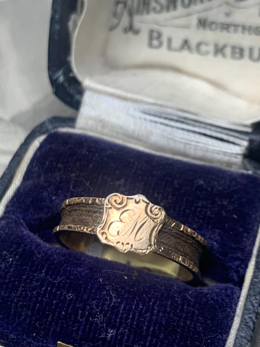 Victorian Mourning Ring: 15ct Gold Braided Hair Signet, Size N / 6 3/4 ...