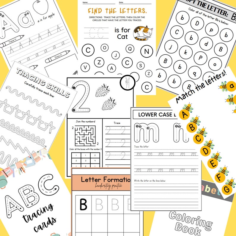 10 Printable Abc's & 123's Worksheets Kindergarten Worksheet Learning ...
