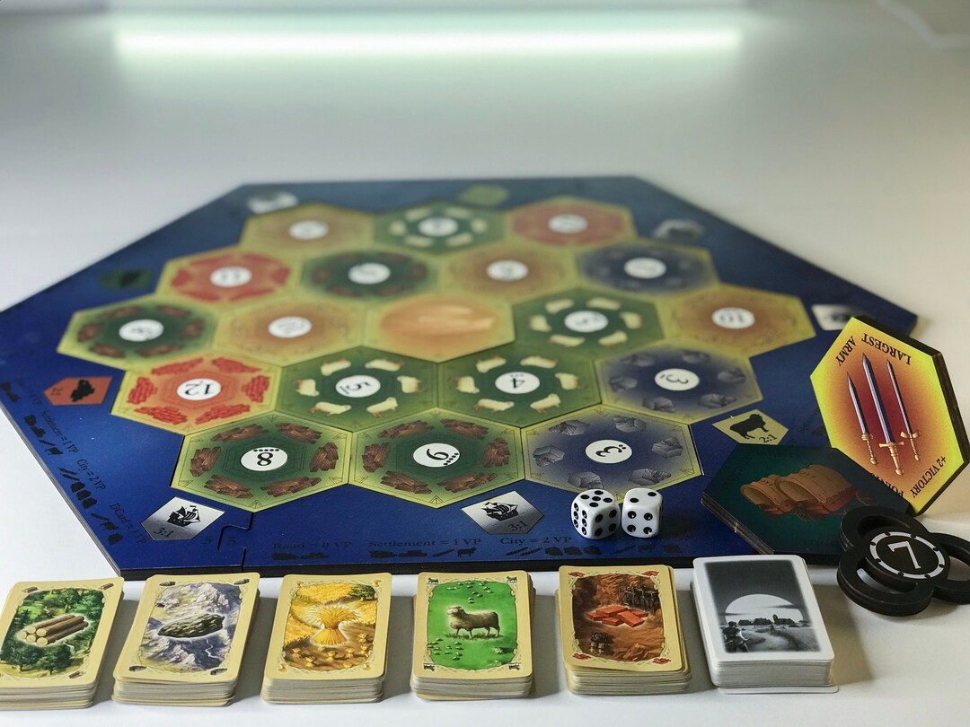 Custom Settlers Game Board, Game Pieces, Hand Made Wood 3-4 or 5-6 ...