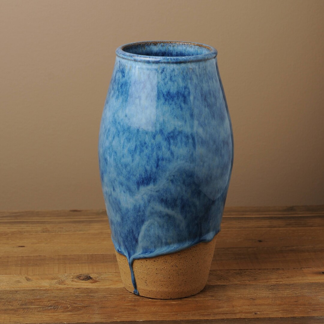 Vase With Floating Blue and White Glaze - Profits to Charity! - Etsy