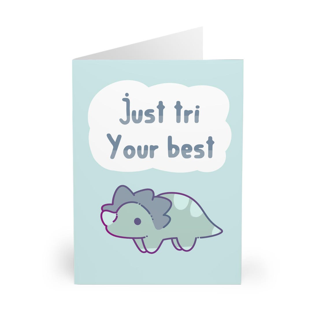 Happi Dinos Greeting Card 5 Pack - Just Tri Your Best | Whimsical Cute ...