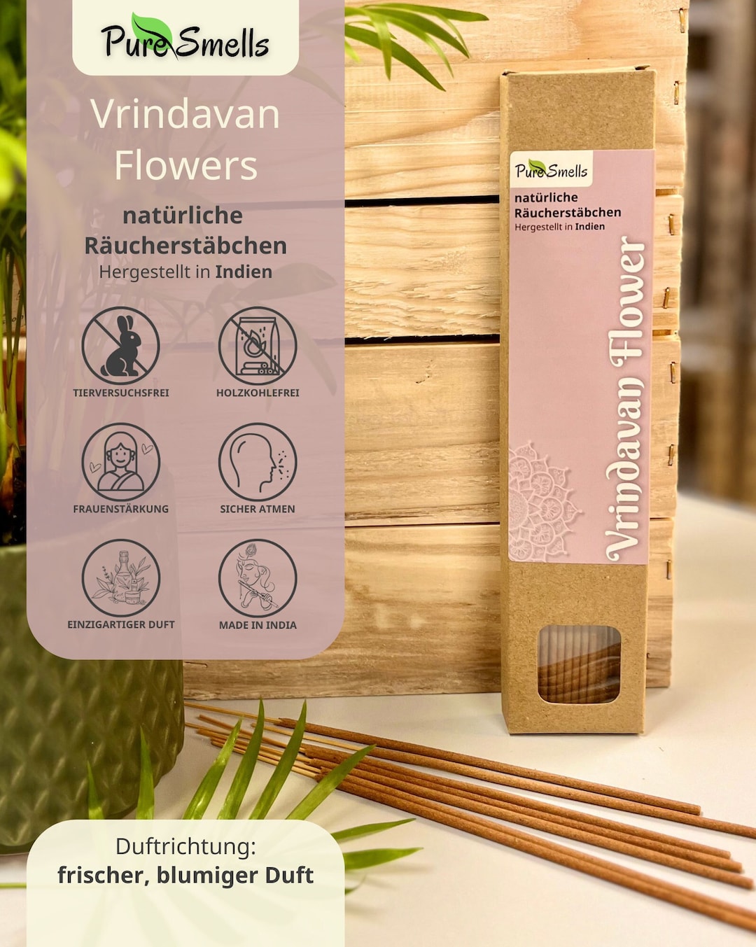 Indian Incense Sticks – Vrindavan Flower Fragrance – Natural & Charcoal ...