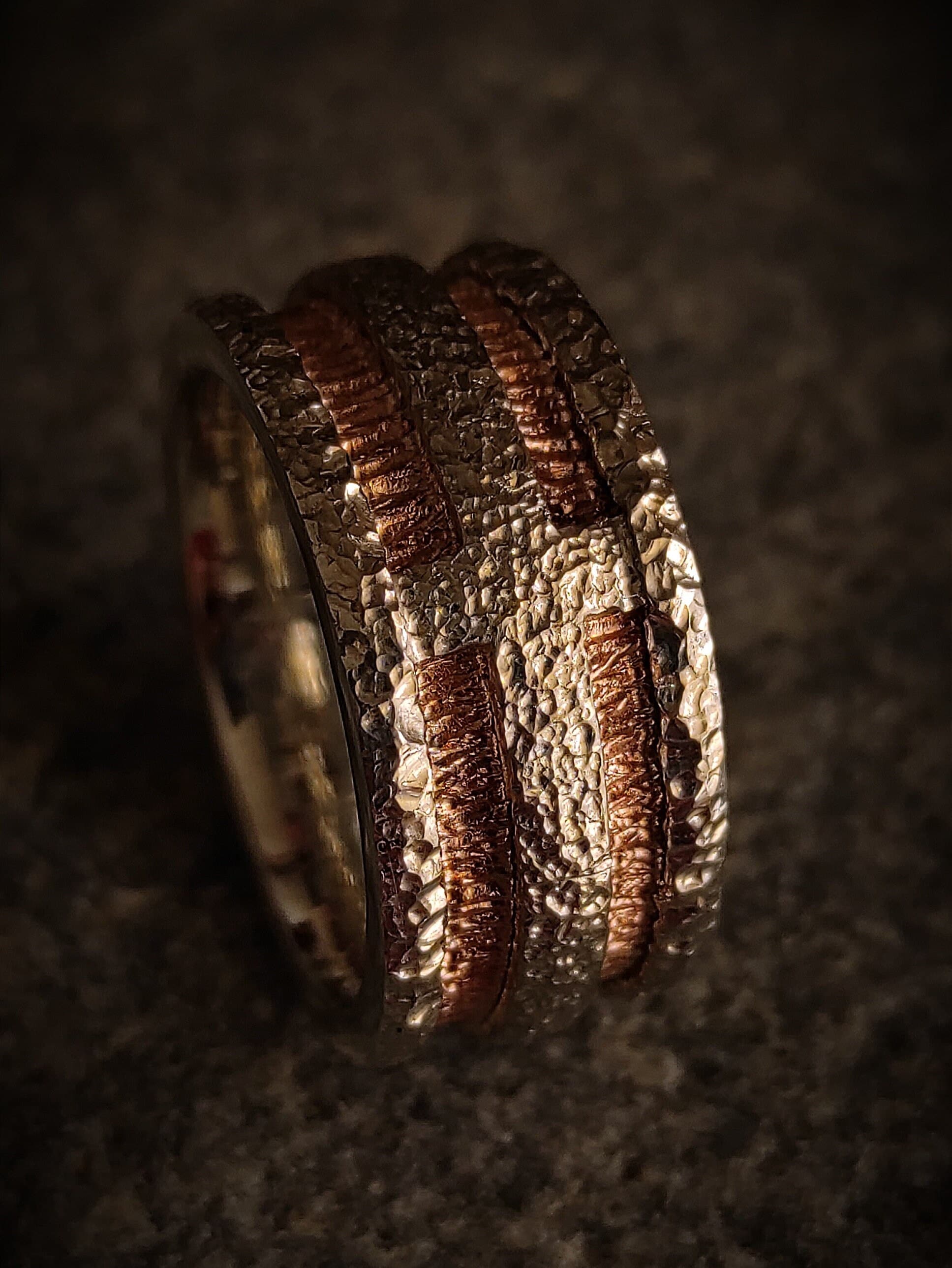 Mens Wedding Band, Unique Mens Cross Wedding Band, Hammered Band ...