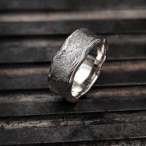 Melted Silver Band,molten Silver Ring,925 Silver Melted Ring ,rustic ...