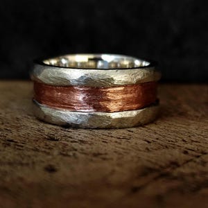Men's Wedding Band, Rustic Mens Wedding Band,copper and Silver Rustic ...