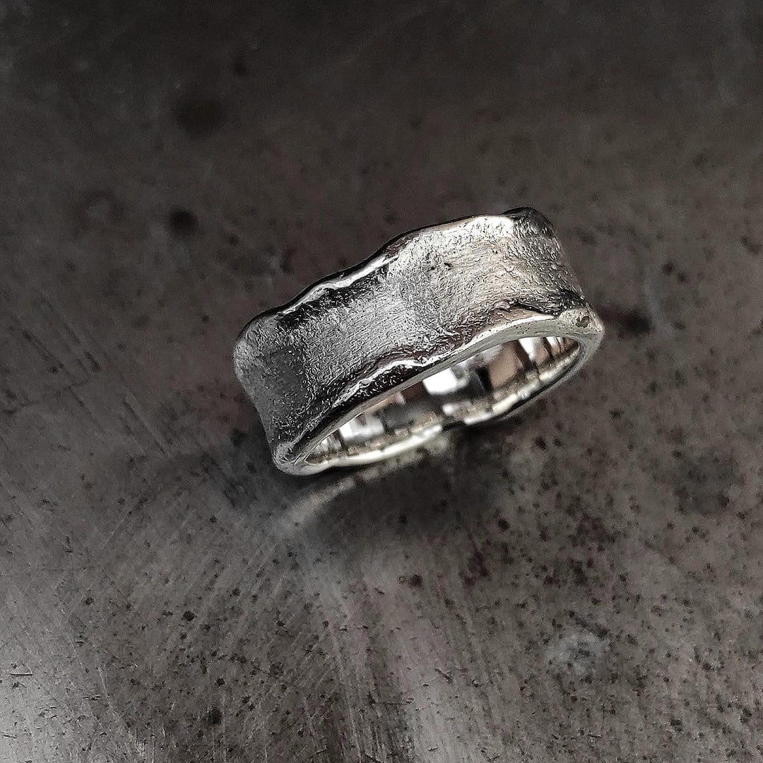 Melted Silver Band,molten Silver Ring,925 Silver Melted Ring ,rustic ...