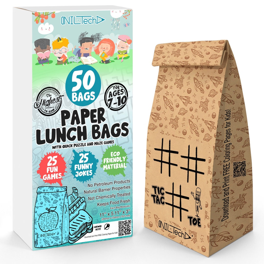 Kids Paper Lunch, Party, Favors Bags Lunchtime Fun With Printed Jokes ...