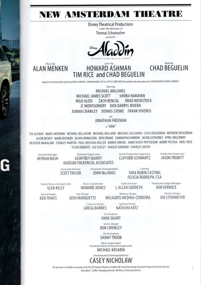 Disney Aladdin Signed Cast Playbill - Etsy