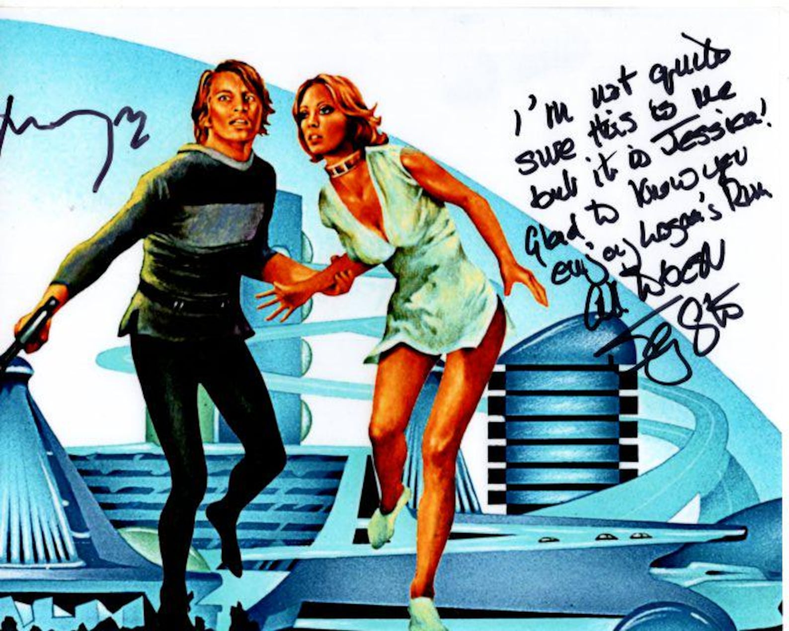 Michael York and Jenny Agutter Signed Autographed 8x10 Logan's Run ...