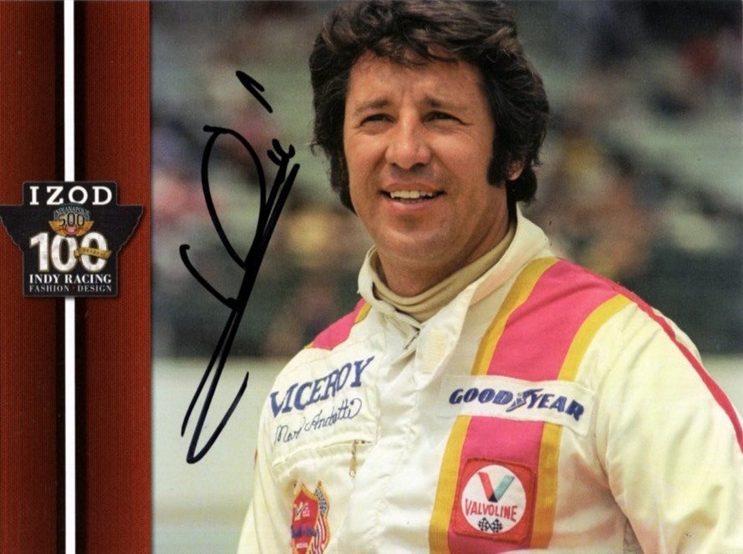Mario Andretti Signed Autographed 4.5x5.5 Indy Indycar Racing Racecar ...