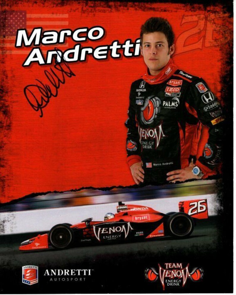 Marco Andretti Signed Autographed 8x10 Indy Indycar Racing Racecar Hero ...