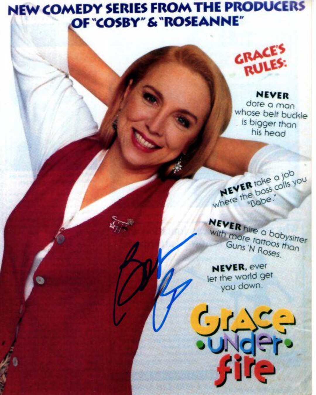 Brett Butler Signed Autographed 8x10 Grace Under Fire Photo - Etsy