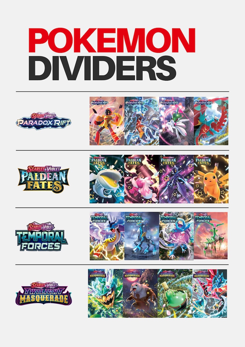 12 Pocket Pokémon 151 | Pokémon Set Dividers for Binder - Etsy