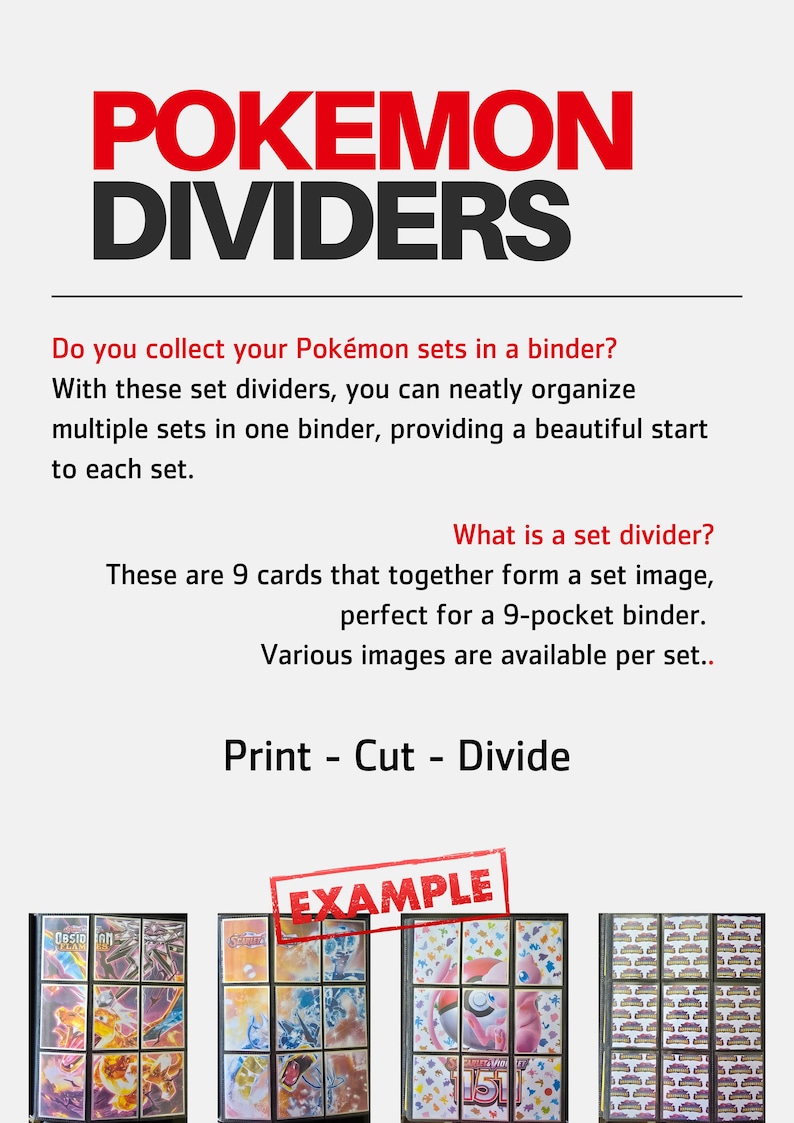 Gen 2 and 4 9-pocket Dividers - Etsy