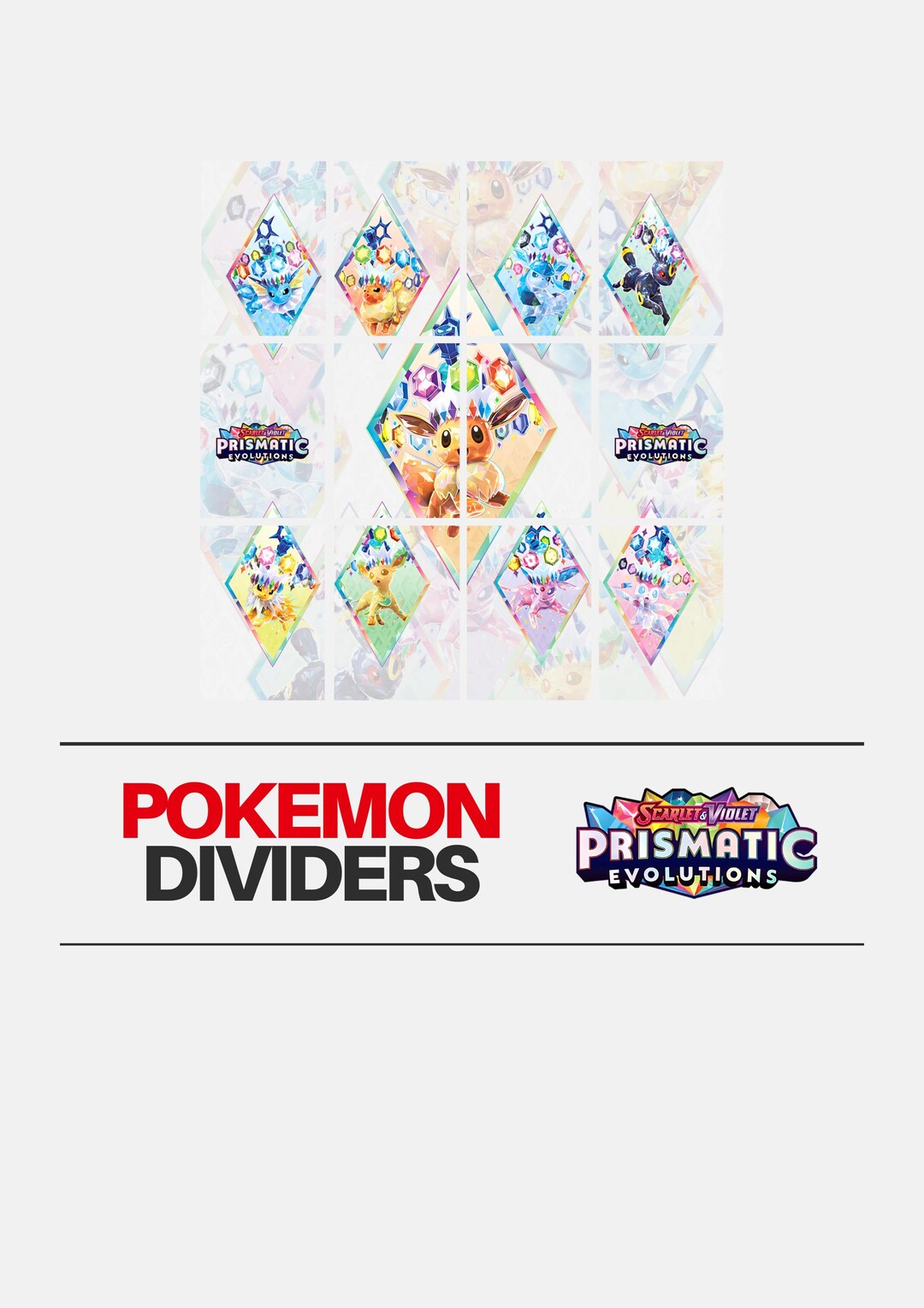 12 Pocket Prismatic Evolutions | Pokémon Set Dividers for Binder - Etsy