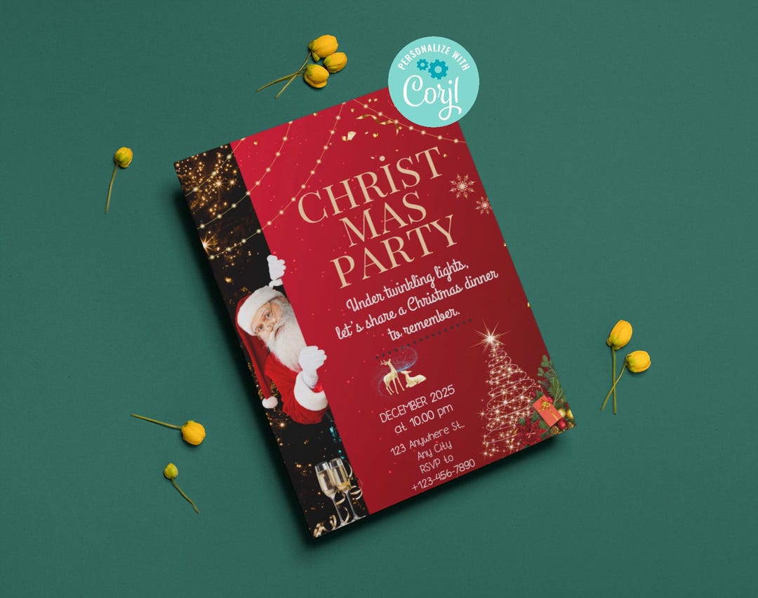 Personalized Printable Christmas Dinner Invitation Template, Holiday ...