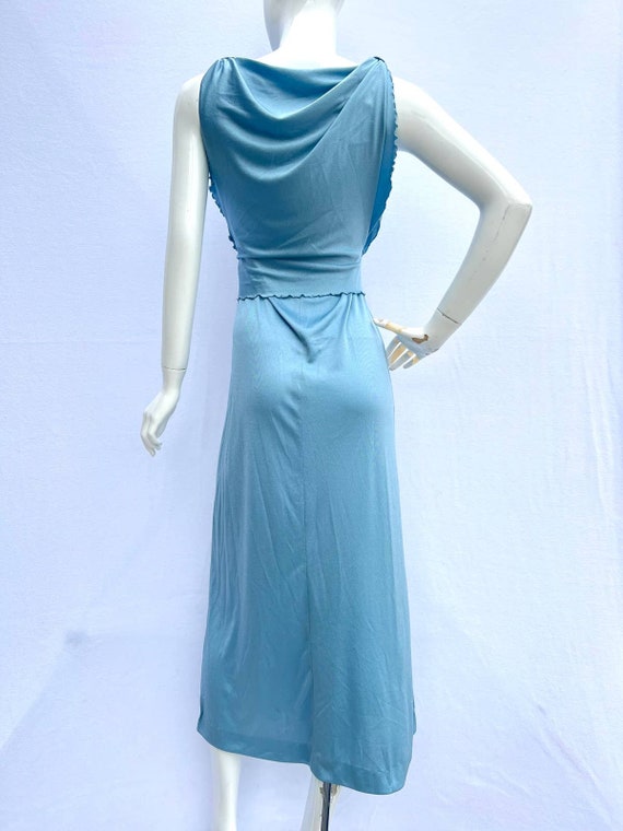70’s Shimmer Blue Grecian Maxi Dress - Gem