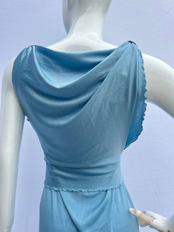 70’s Shimmer Blue Grecian Maxi Dress - Gem