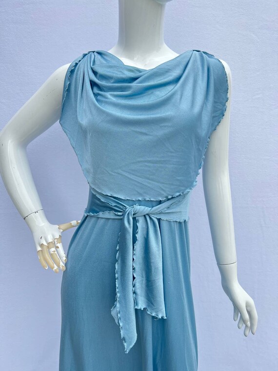 70’s Shimmer Blue Grecian Maxi Dress - Gem