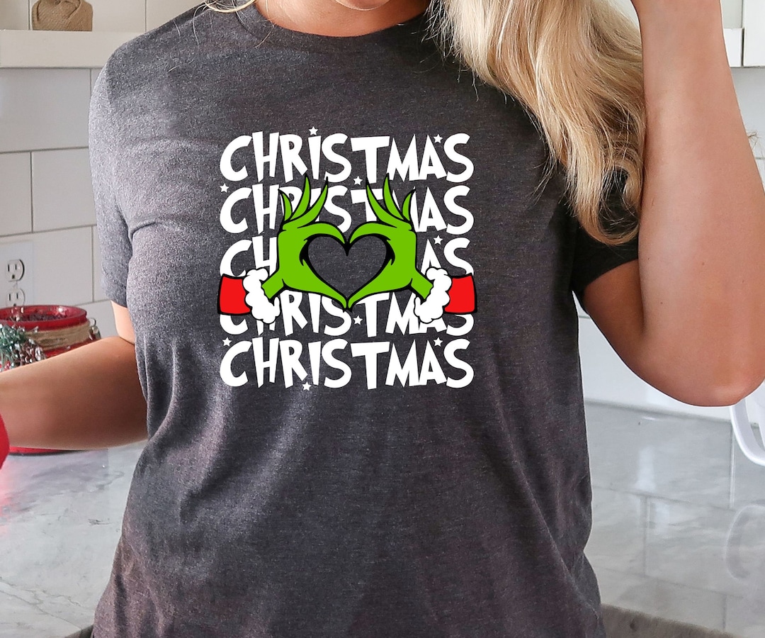 Merry Grinchmas Tshirt Grinch Heart Hands Grinch Christmas - Etsy