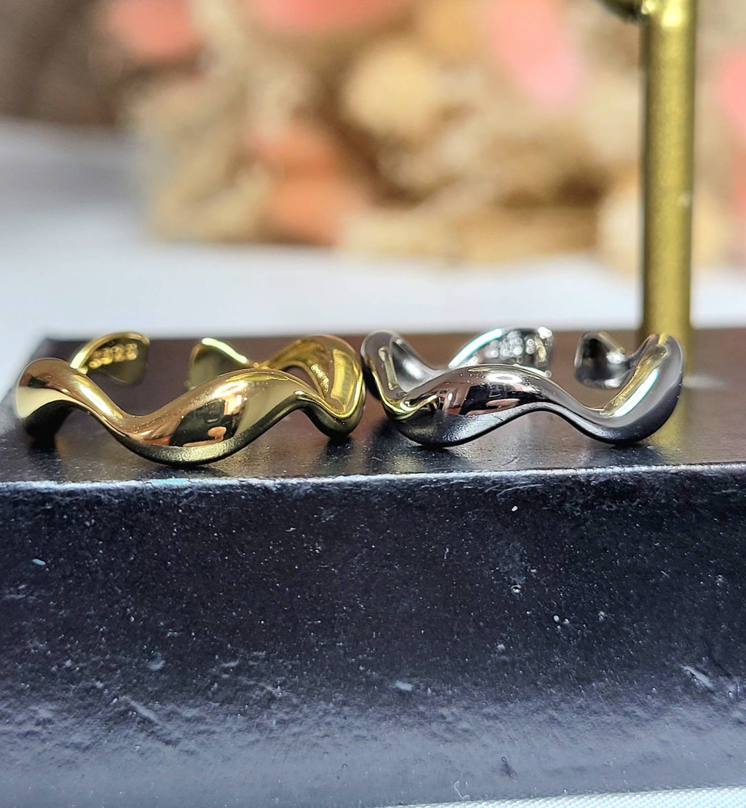 Wavy Ring / Smooth Irregular Adjustable Ring in 925 Silver / - Etsy