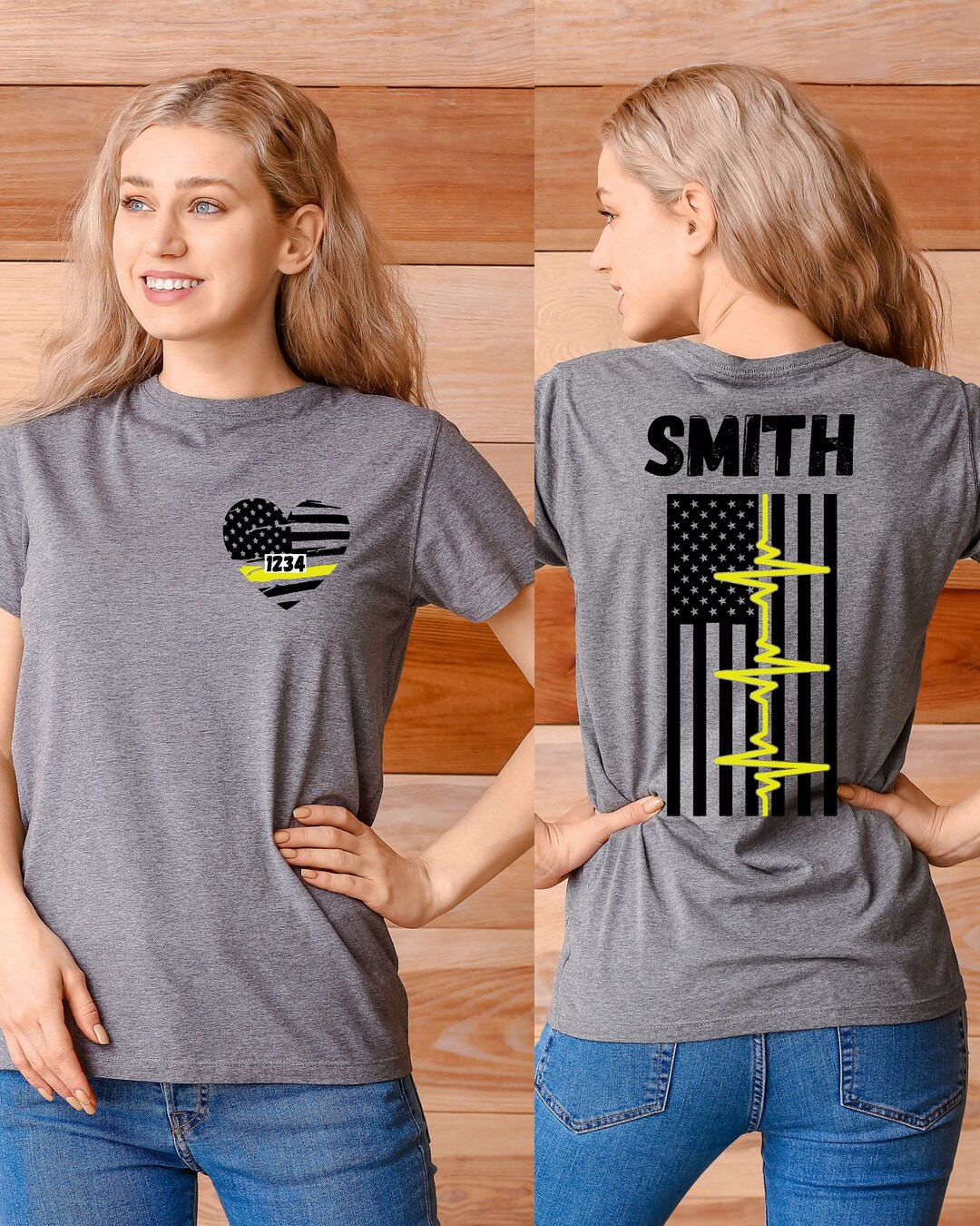 Dispatcher Shirt Thin Yellow Line Heart Heart & Personalized - Etsy
