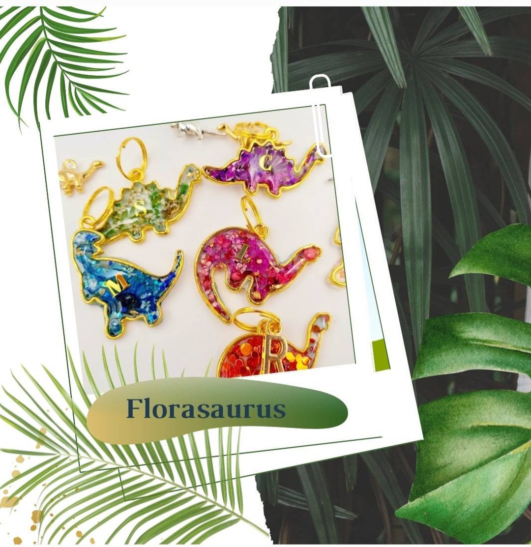 Florasaurus Dinosaur Pet ID Tag Personalised Resin Dog - Etsy