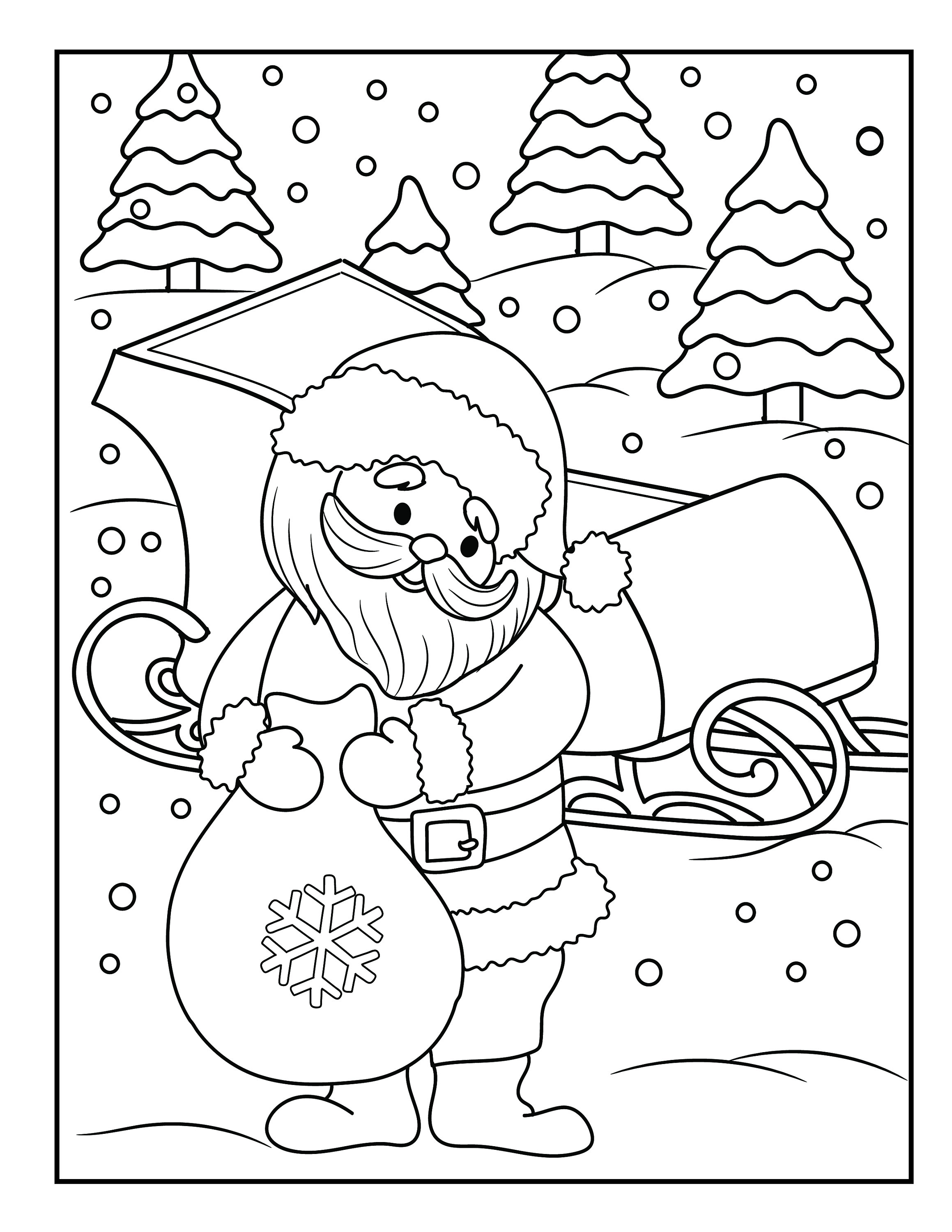 KIDS COLORING PAGES Christmas Santa Snowman Christmas Tree - Etsy Canada
