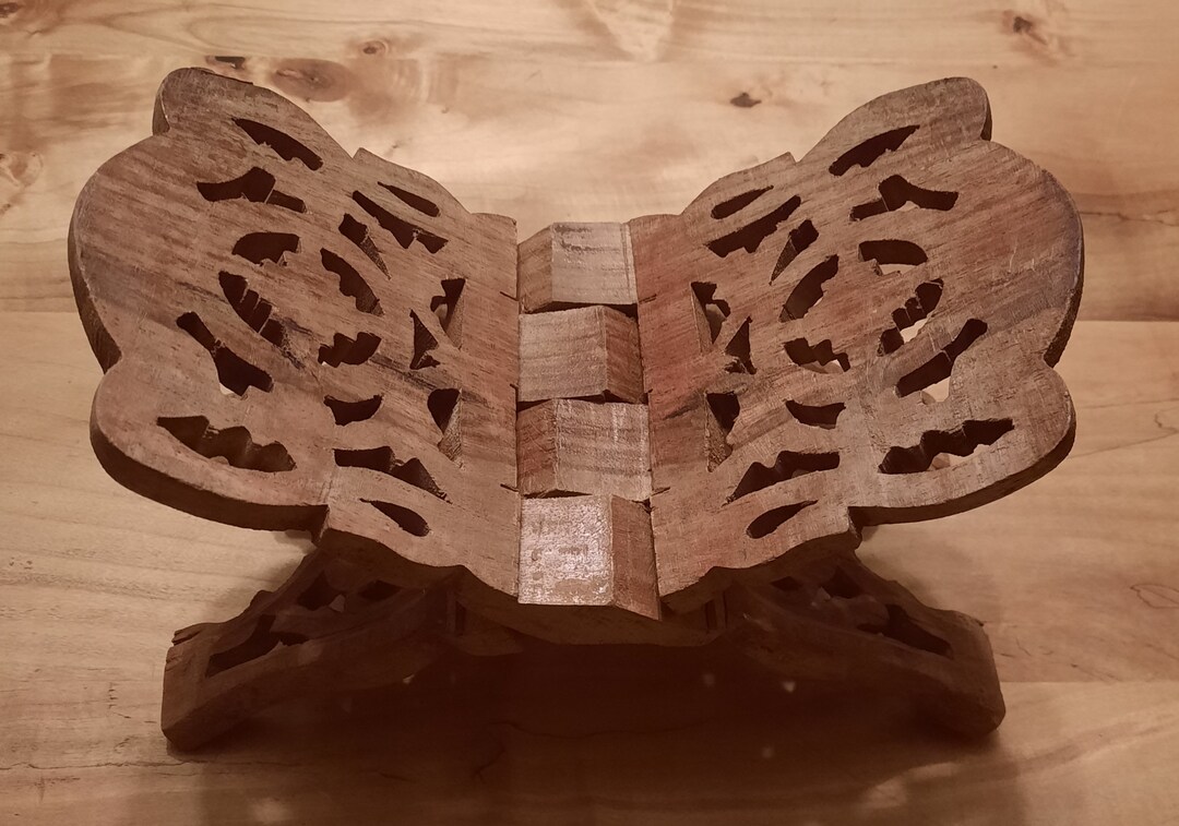 Wood Book/bible/cookbook Stand Hand Carved in India Vintage 1970s - Etsy