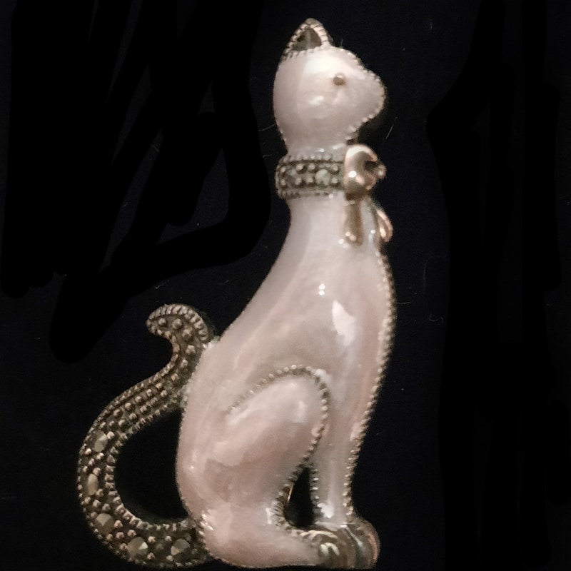 Sterling Cat Pin - Etsy