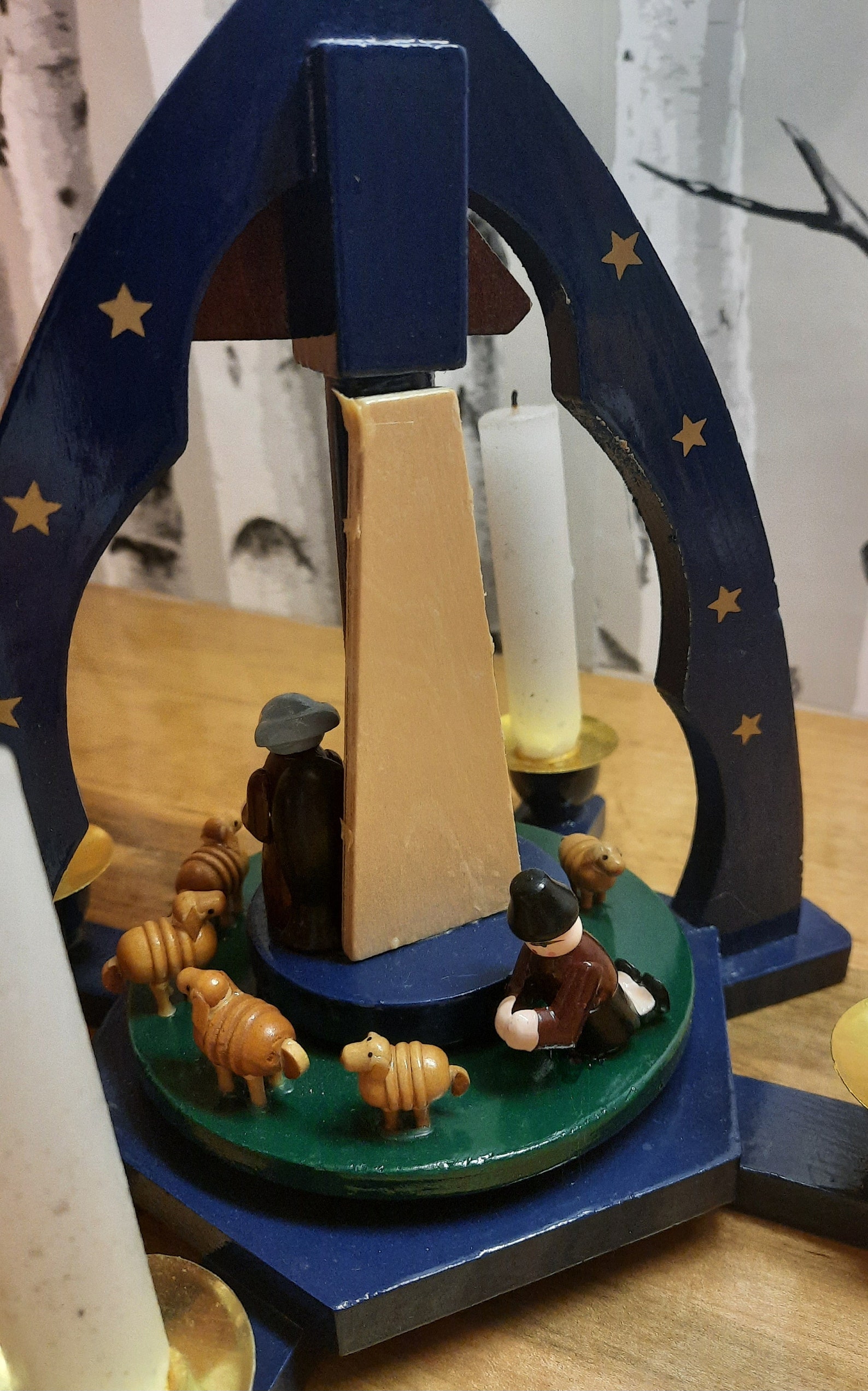 Blue Pyramid Candle Nativity Carousel, Germany Folk Art Traditional ...